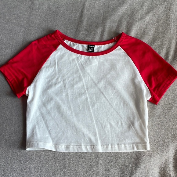 SHEIN | Tops | Shein Red And White Crop Top | Poshmark